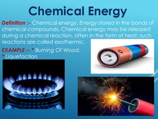 Definition Of Chemical Energy
