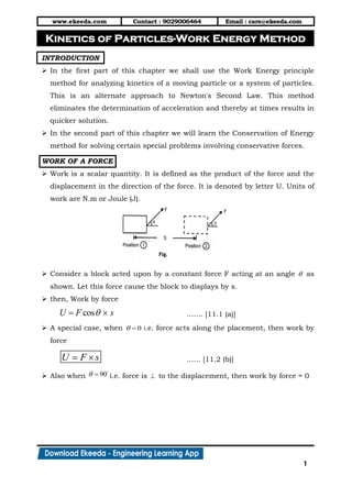 Kinetics of Particles-Work Energy Method | PDF