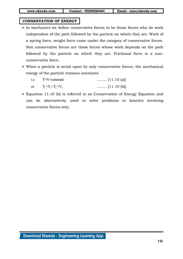 Kinetics of Particles-Work Energy Method | PDF