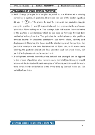 Kinetics of Particles-Work Energy Method | PDF