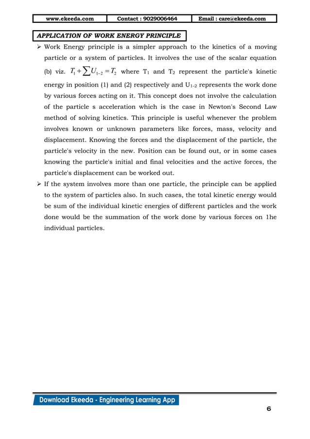 Kinetics of Particles-Work Energy Method | PDF