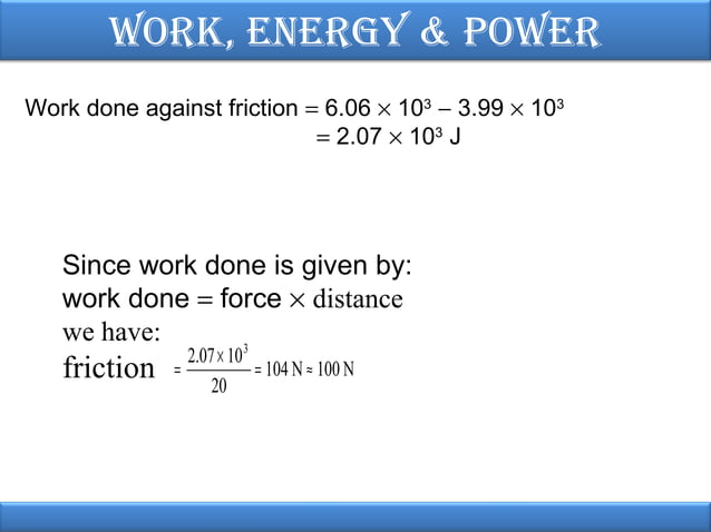 Work, energy & power physics | PPT
