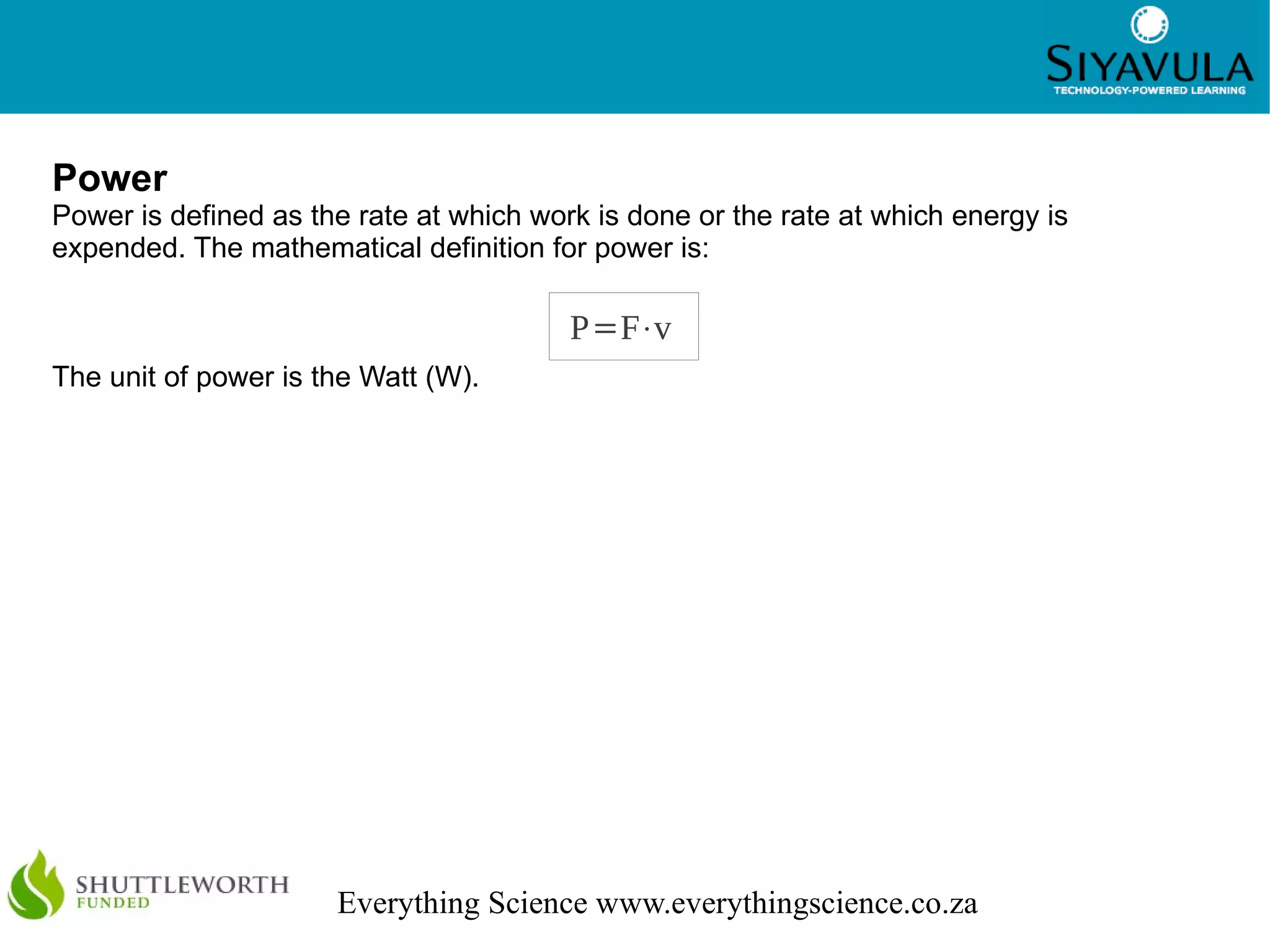 Work, energy and power | ODP