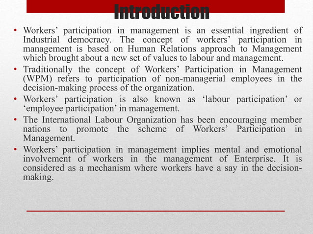 Worker participation in management | PPT