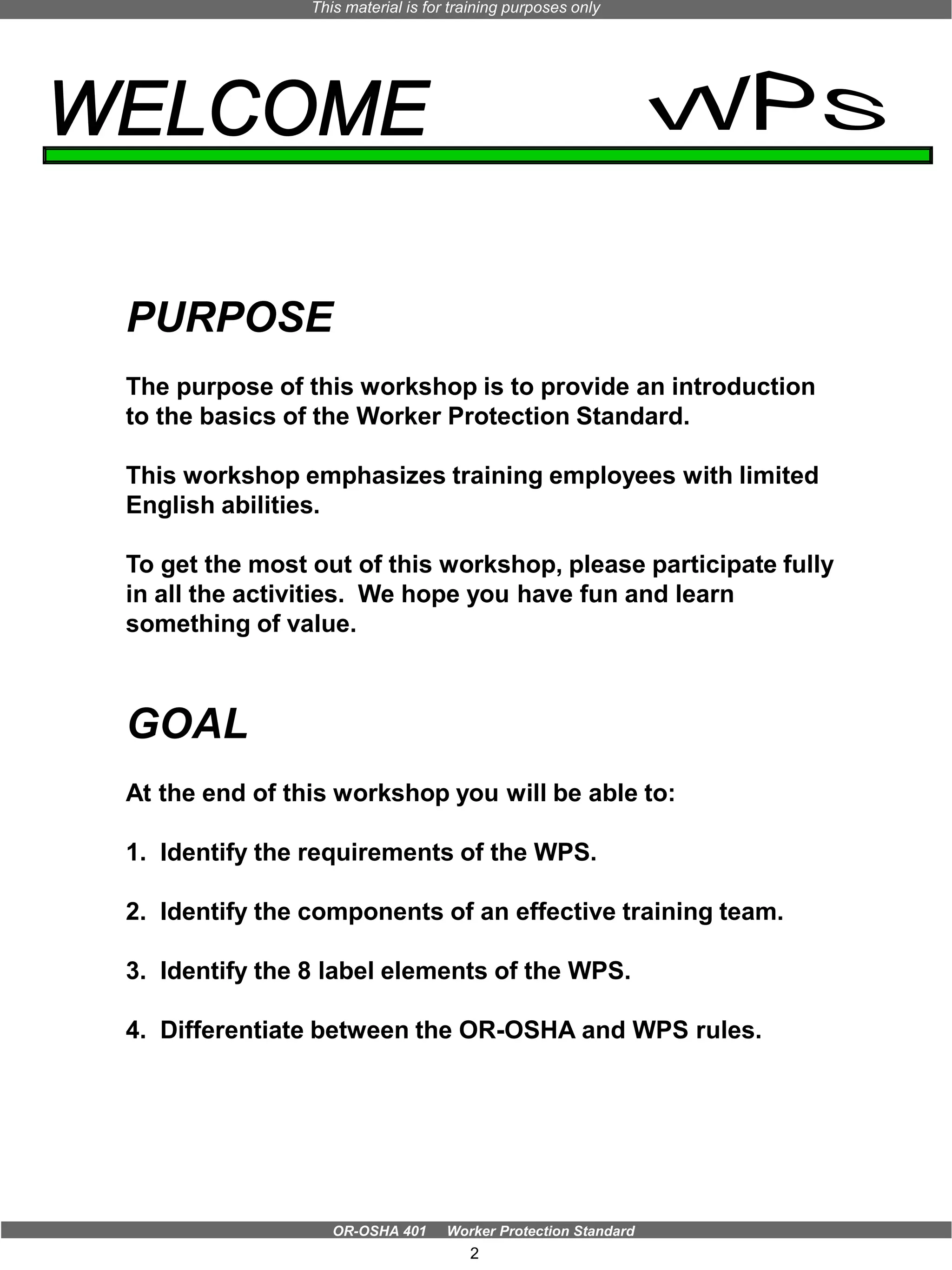 Worker protection standard | PPSX