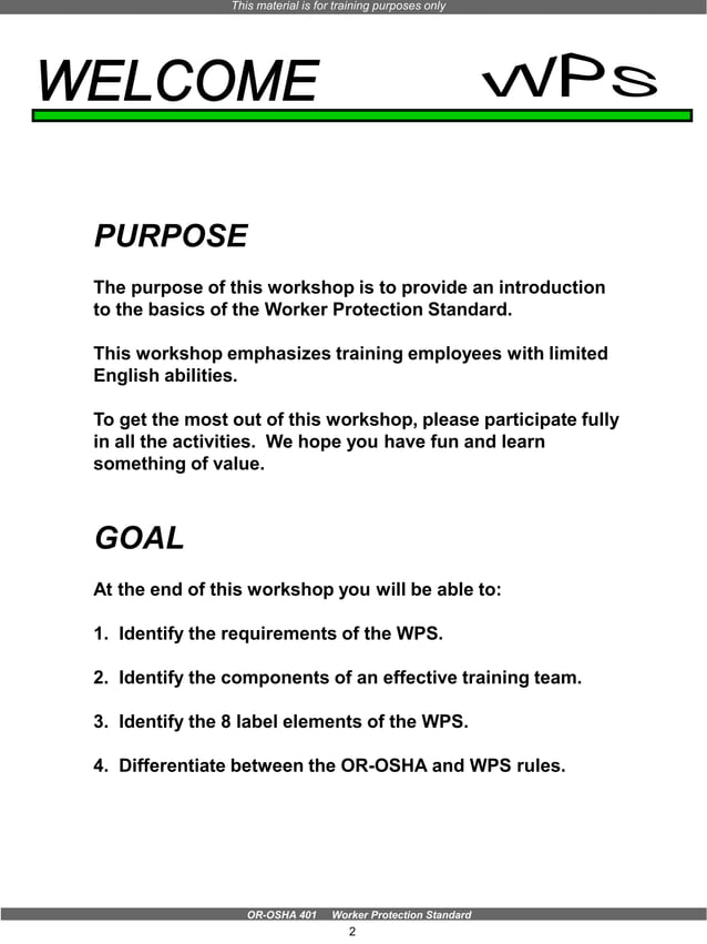 Worker protection standard | PPSX