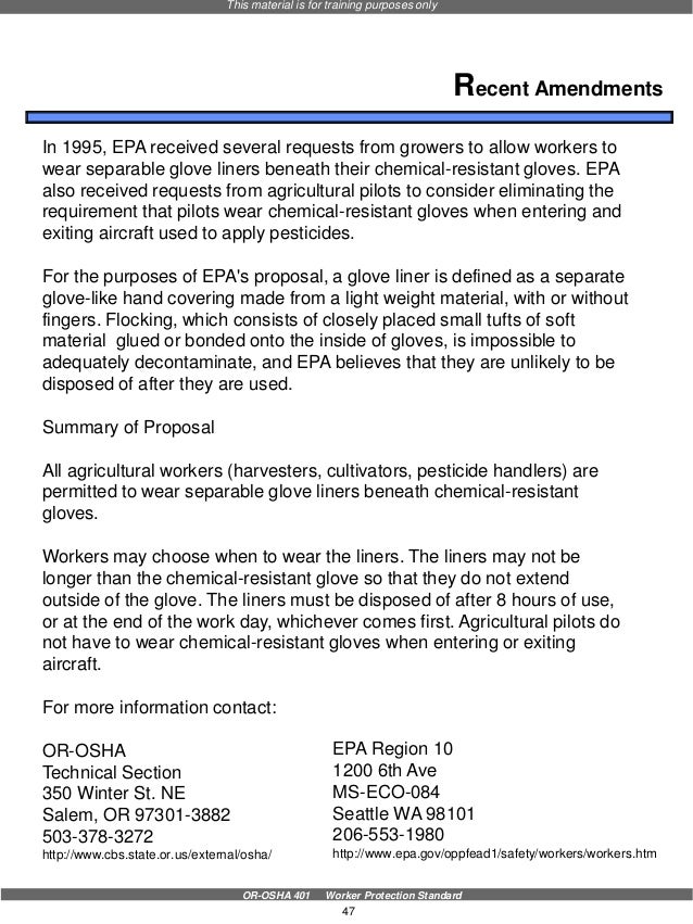 Worker protection standard