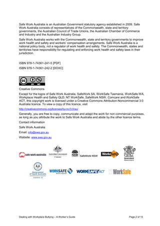 DEALING WITH WORKPLACE BULLYING - A WORKER’S GUIDE | PDF