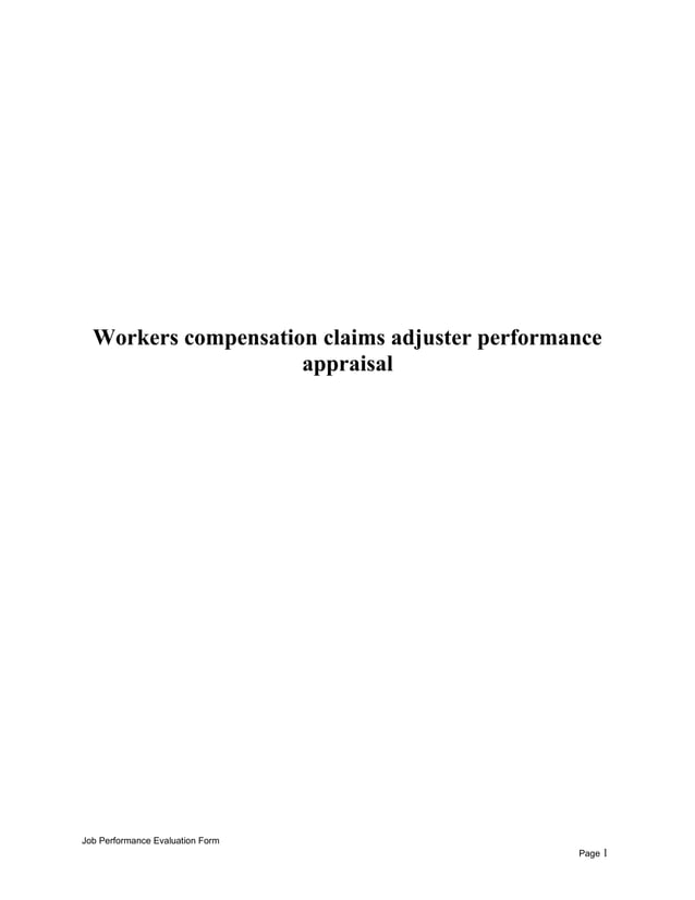 Workers compensation claims adjuster performance appraisal | DOC ...