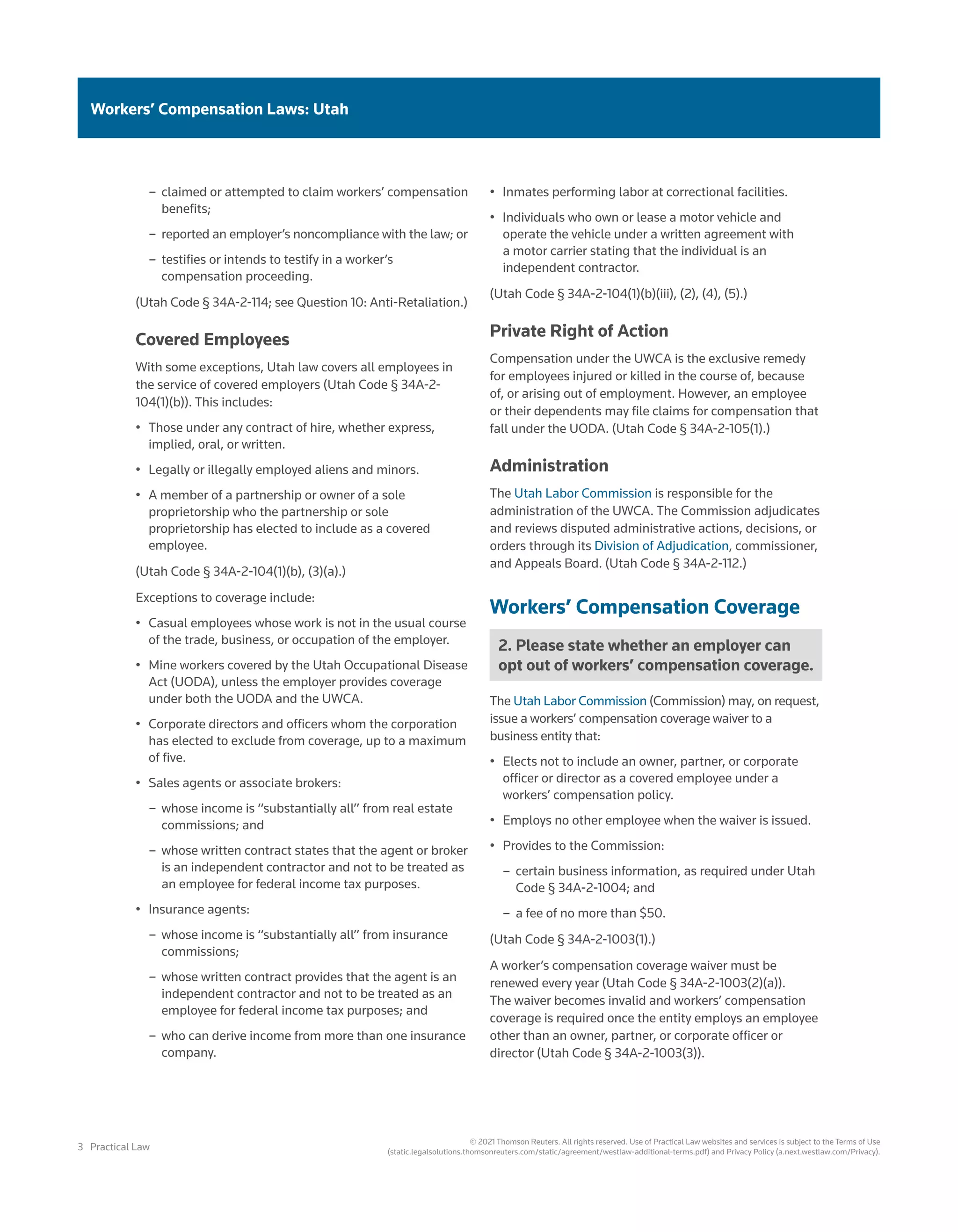 Workers Compensation Law: Utah | PDF