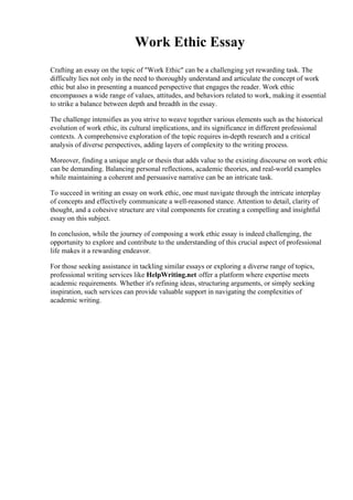 Work Ethic Essay | PDF