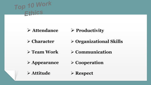 WORK ETHICS.pptx | Career Advice | Careers