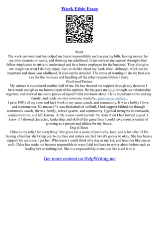 Work Ethics Essay | PDF | Career Advice | Careers