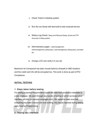 Work Example(Testing Report) | PDF