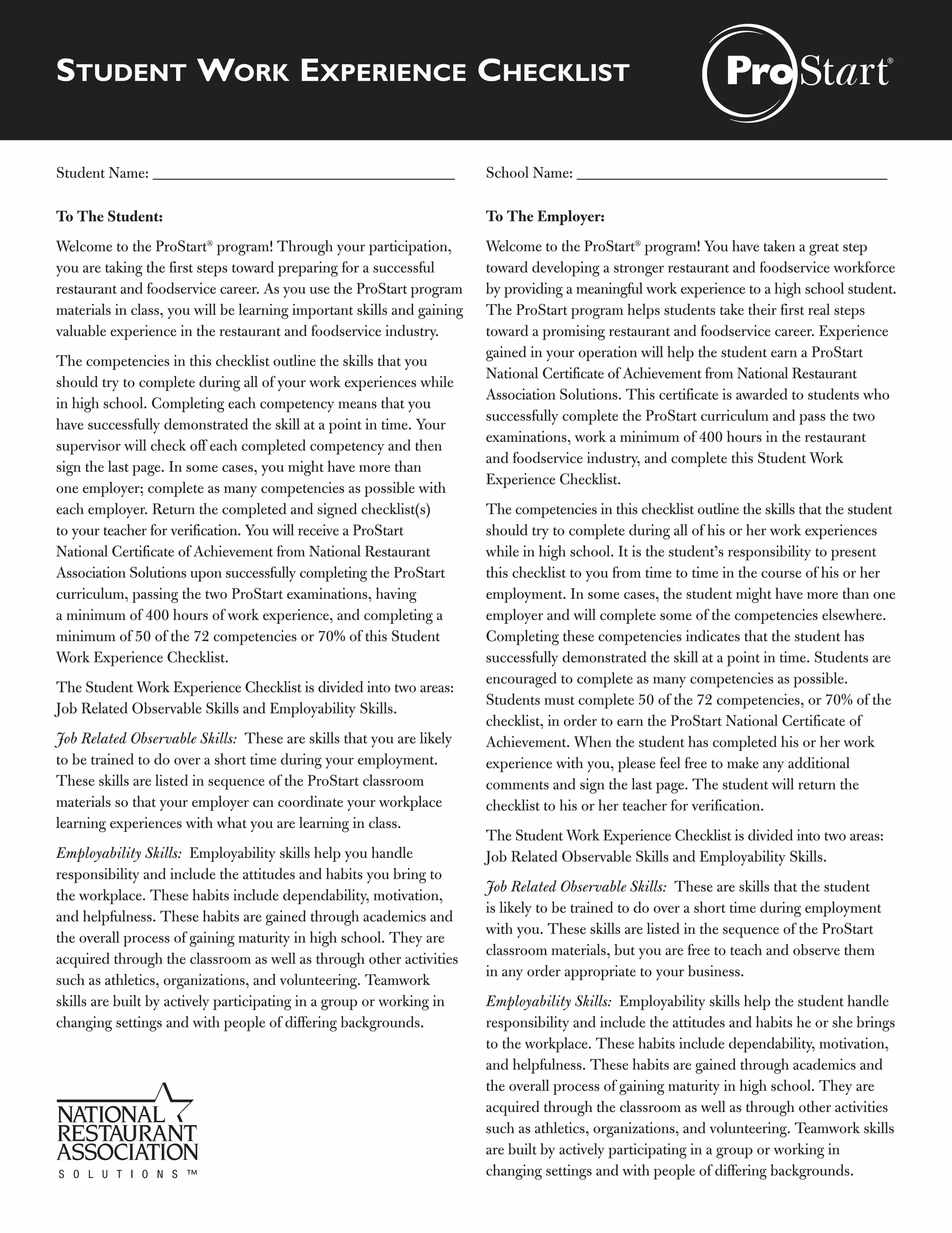 Work Exp Checklist | PDF