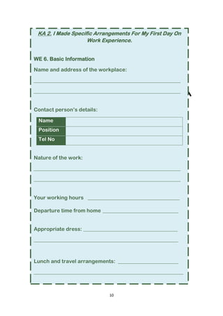 Work Experience 1 Learner's Record | PDF