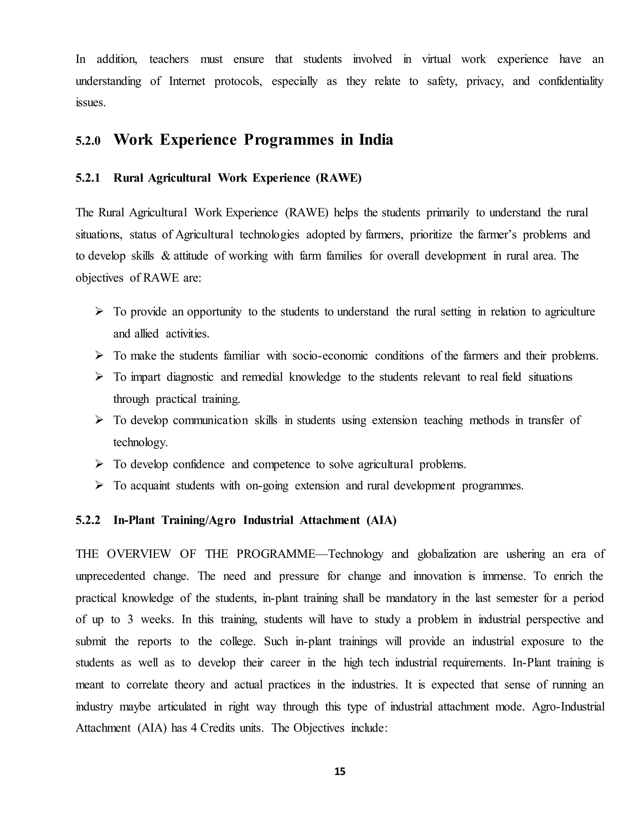 WORK EXPERIENCE DESIGNS IN AGRICULTURAL EDUCATION: CONCEPTS AND ...