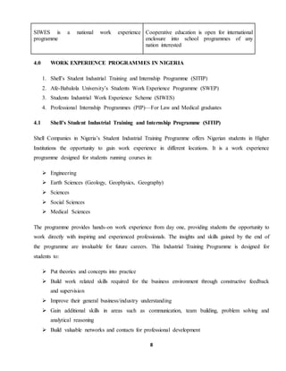 WORK EXPERIENCE DESIGNS IN AGRICULTURAL EDUCATION: CONCEPTS AND PROGRAMMES | DOCX