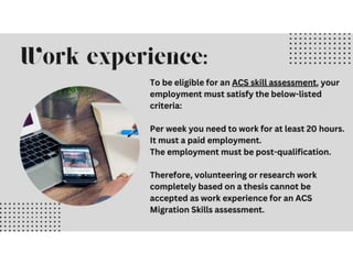 Work Experience For ACS Migration skills assessment | PPT