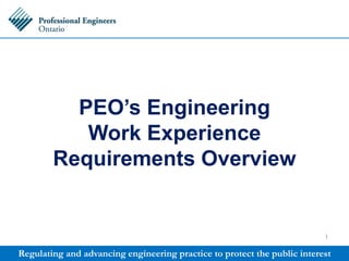PEO's engineering Work Experience Overview | PPT