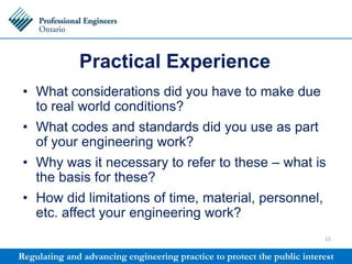 PEO's engineering Work Experience Overview | PPT