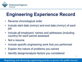 PEO's engineering Work Experience Overview | PPT