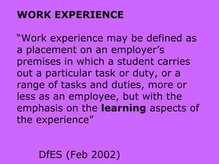 Work experience presentation 2010 | PPT