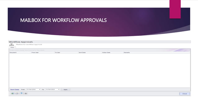 Workflow approval mechanisms in facts erp | PPT