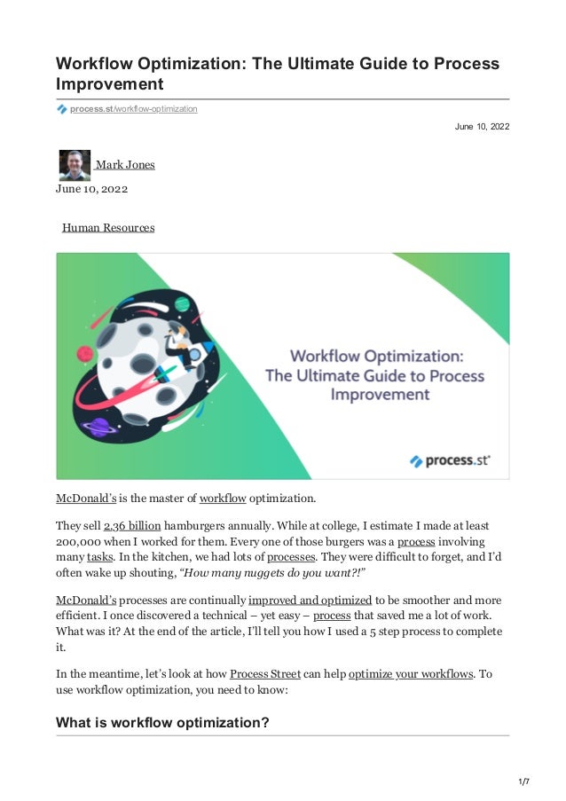 Workflow Optimization: The Ultimate Guide to Process Improvement | PDF ...
