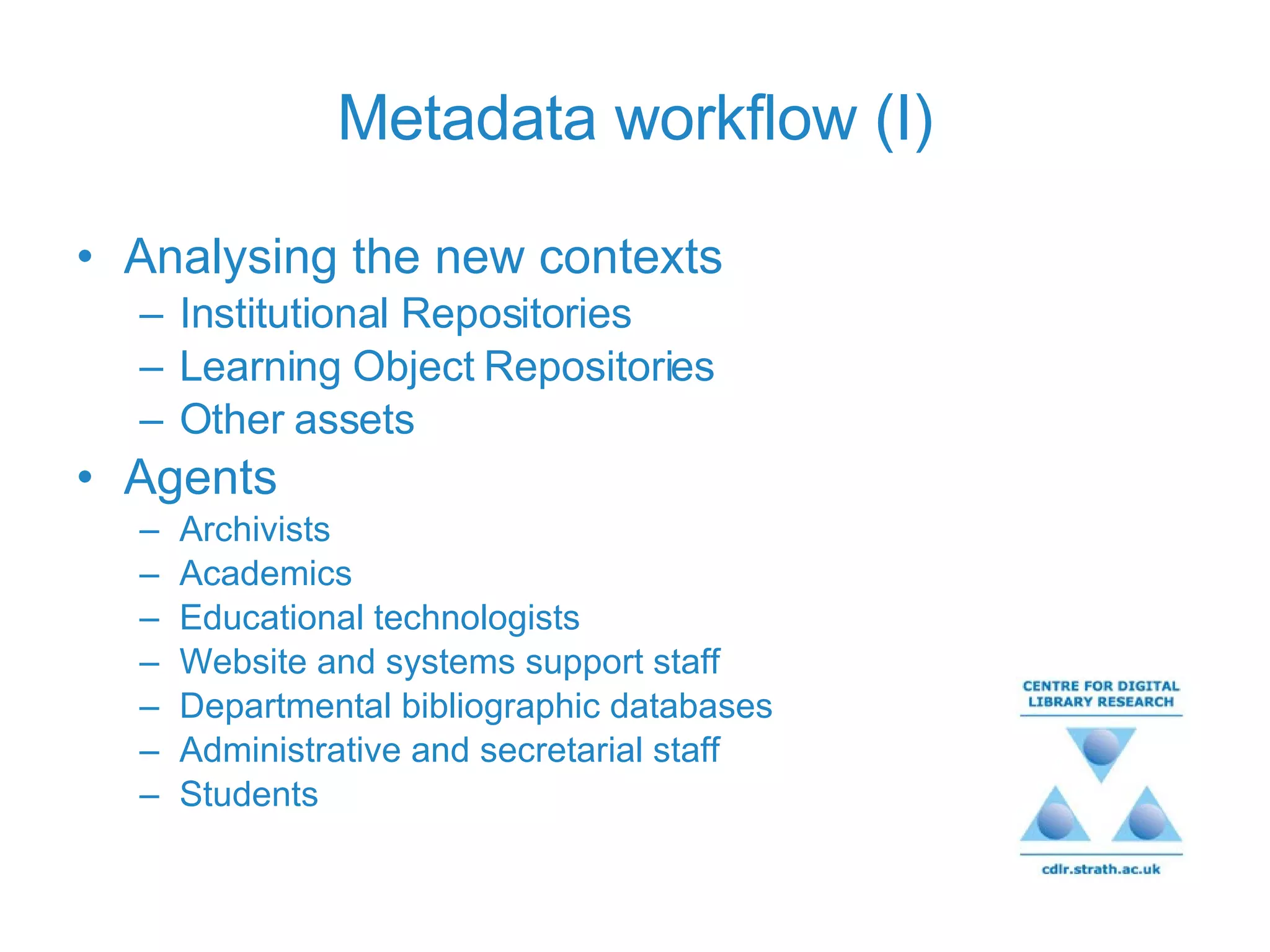 Workflows and Metadata Quality | PPT