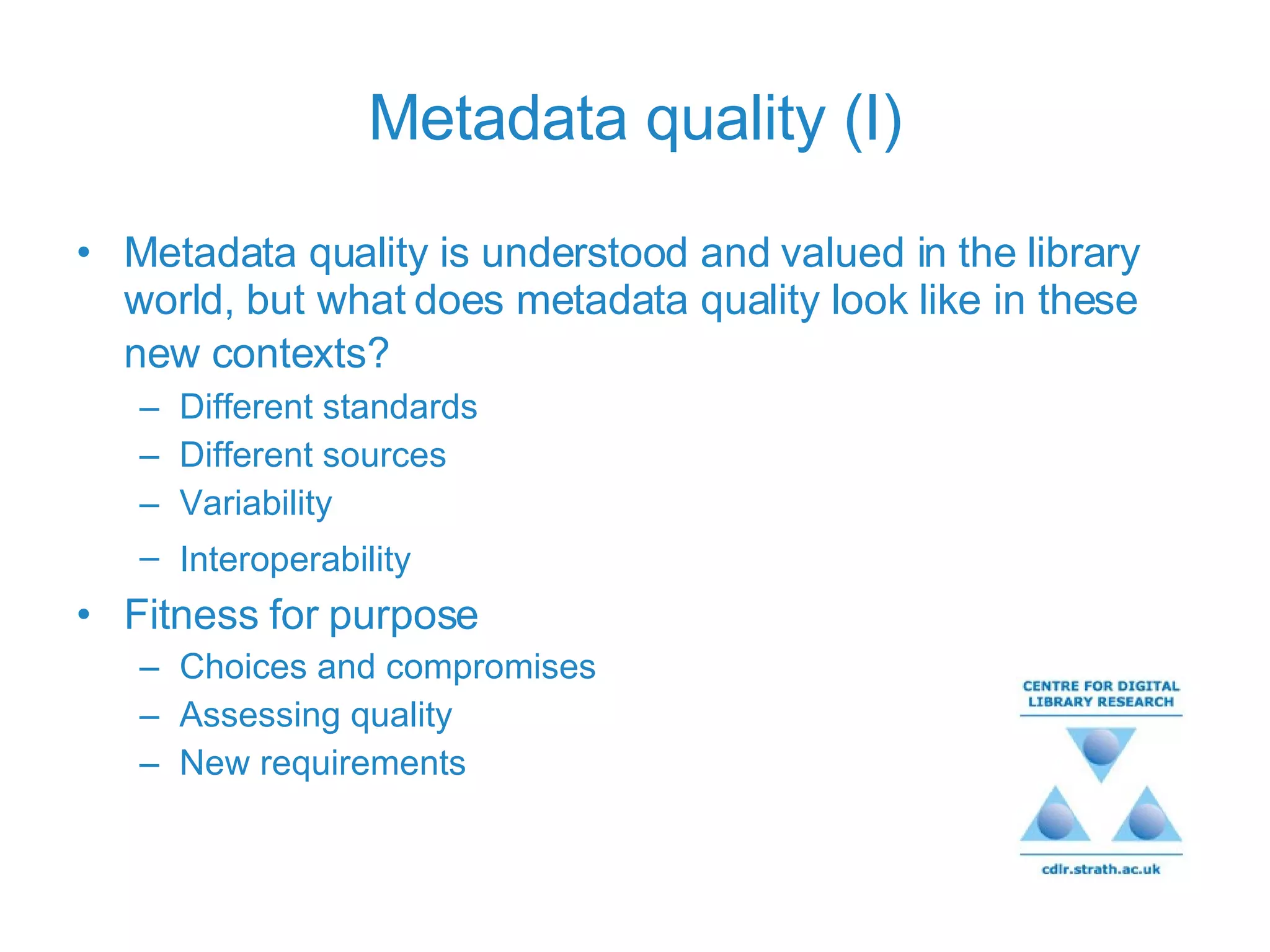 Workflows and Metadata Quality | PPT