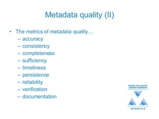 Workflows and Metadata Quality | PPT | Information Services Industry ...