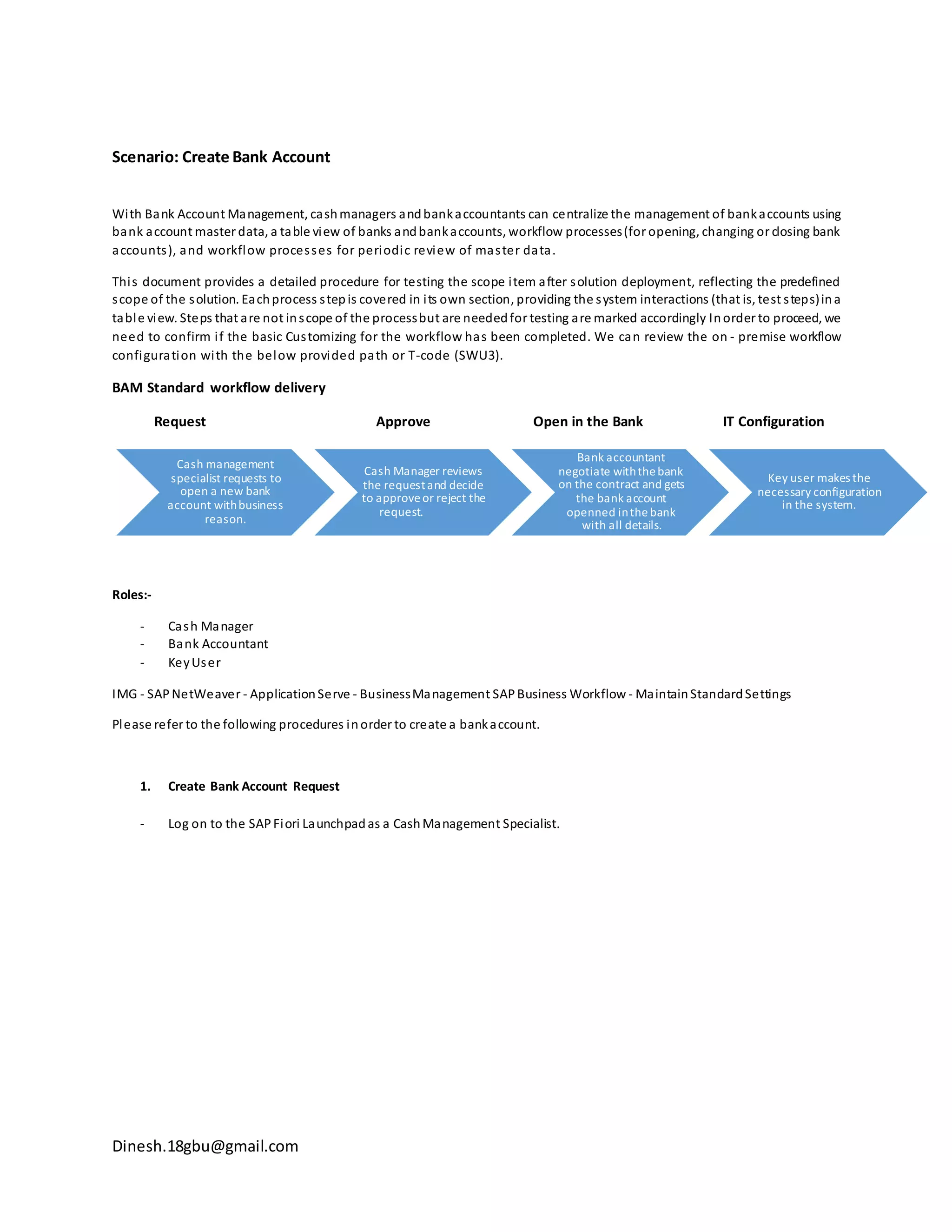 Bank Account Management - Creation of new bank account request | DOCX