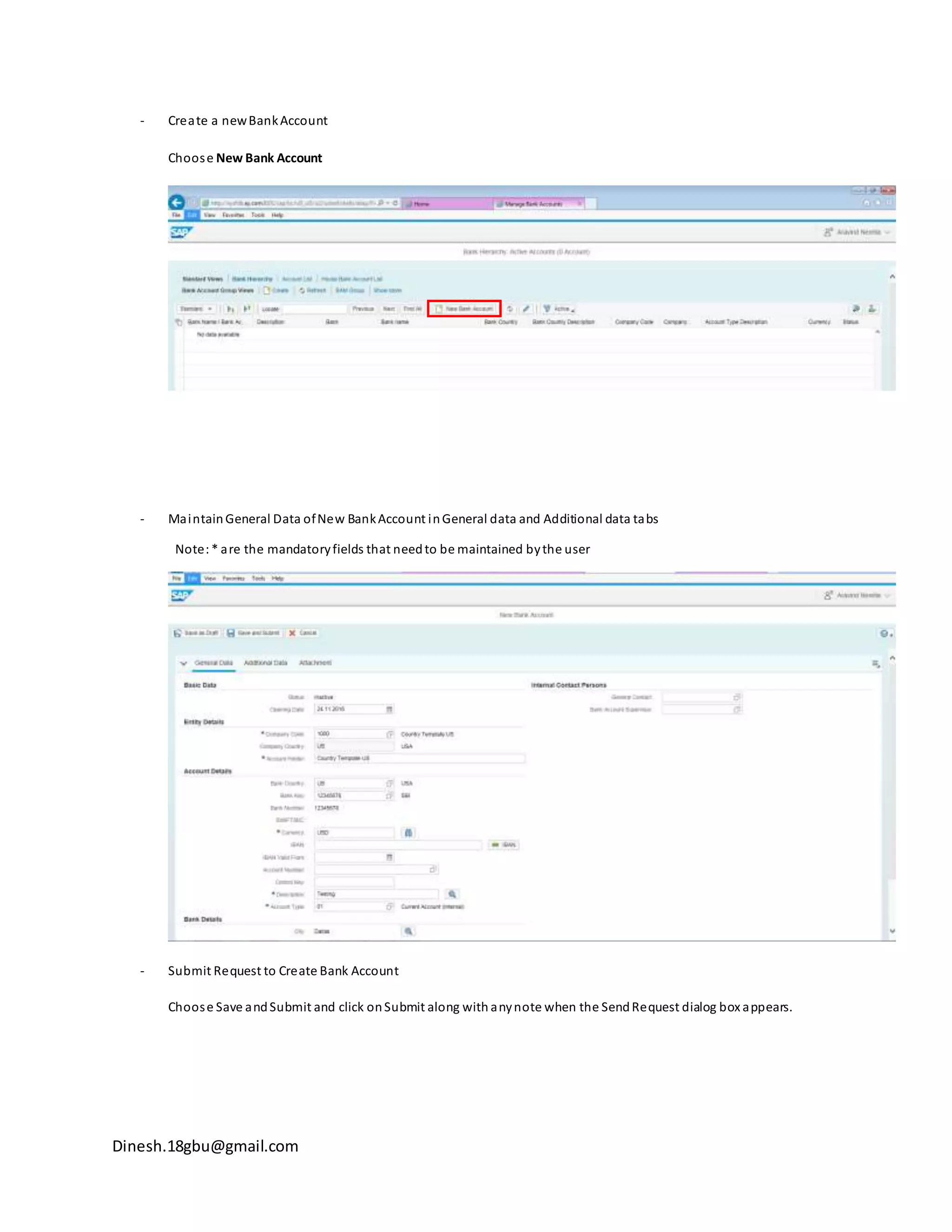 Bank Account Management - Creation of new bank account request | DOCX