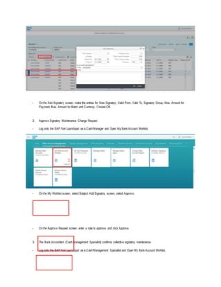 S/4 HANA Cash Management- Maintain Signatory in mutiple bank accounts | PDF