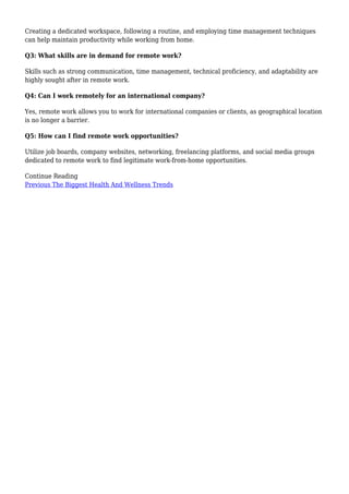 Work from Home Jobs: A Comprehensive Guide | PDF