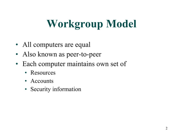Workgroup vs domain | PPT