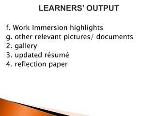 SHS- Work immersion | PPTX