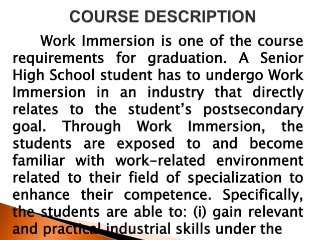 SHS- Work immersion | PPTX