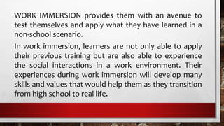 Definition of Terms-Importance of Work Immersion | PPTX