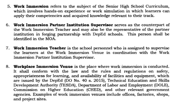 SENIOR HIGH SCHOOL WORK IMMERSION GUIDELINES.pptx | Professional School ...