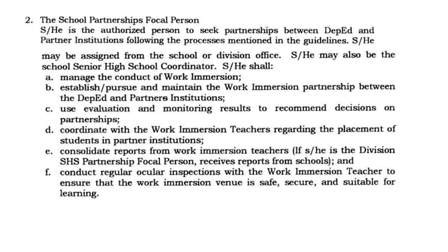 SENIOR HIGH SCHOOL WORK IMMERSION GUIDELINES.pptx | Professional School ...