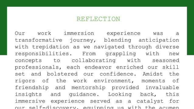 WORK IMMERSION NARRATIVE PRESENTATION (Cybertech, STNHS, Klint adams ...