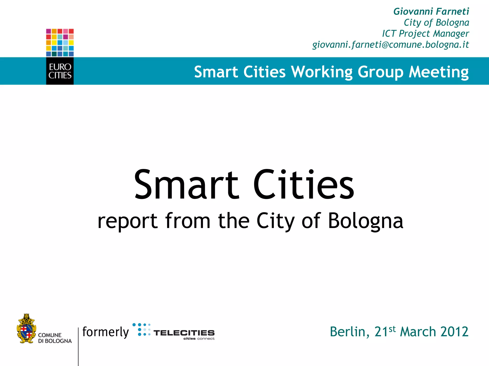 Working Group Smart Cities – Bologna case study | PPT
