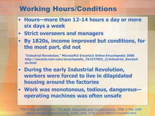 Working & Living Conditions Industrial Revo. | PPT