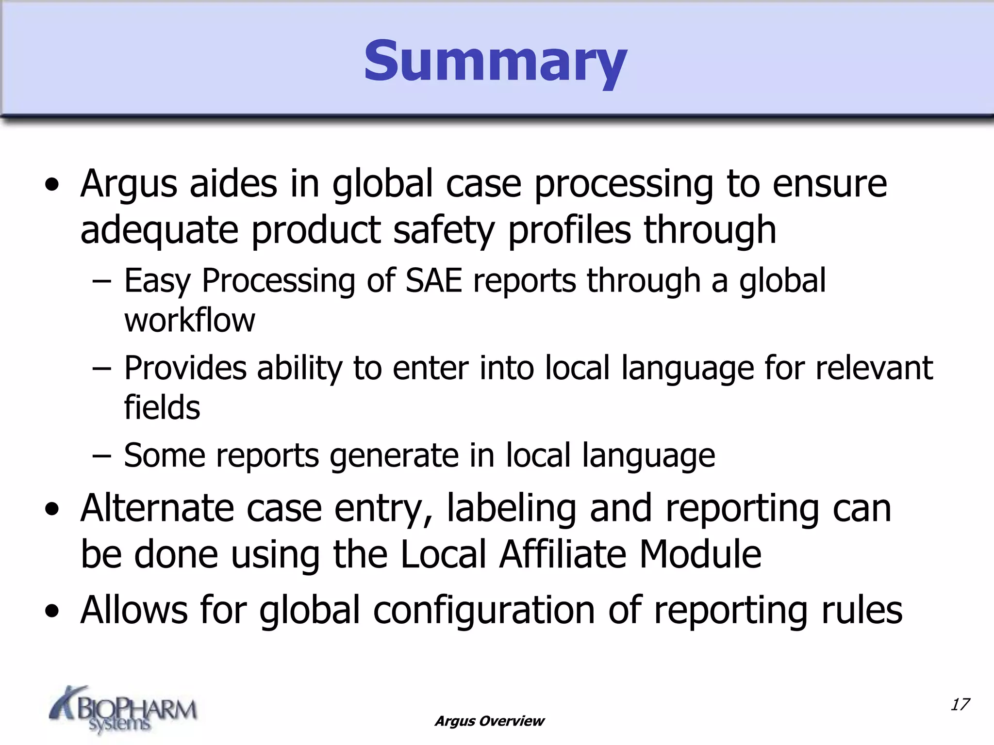 Working with Argus Safety in a Global Community | PDF