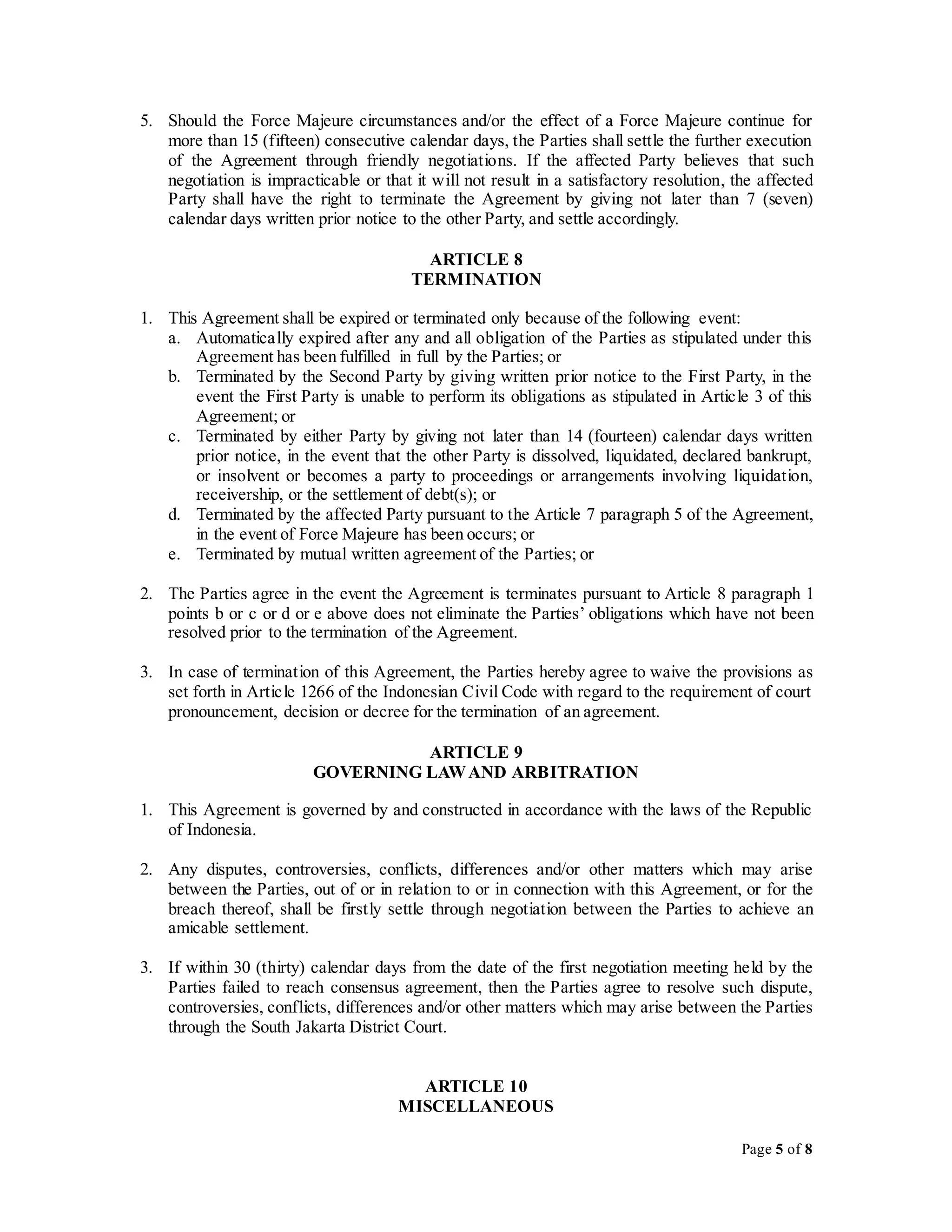 Working Agreement of FEASIBILITY STUDY FOR INDUSTRIAL TIMBER PLANTATION ...