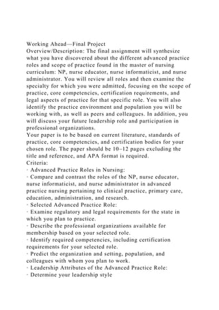 Working Ahead—Final ProjectOverviewDescription The final assig.docx