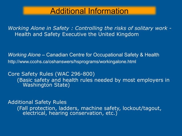 Working Alone Safely: Controlling the Risks of Solitary Work | PPS