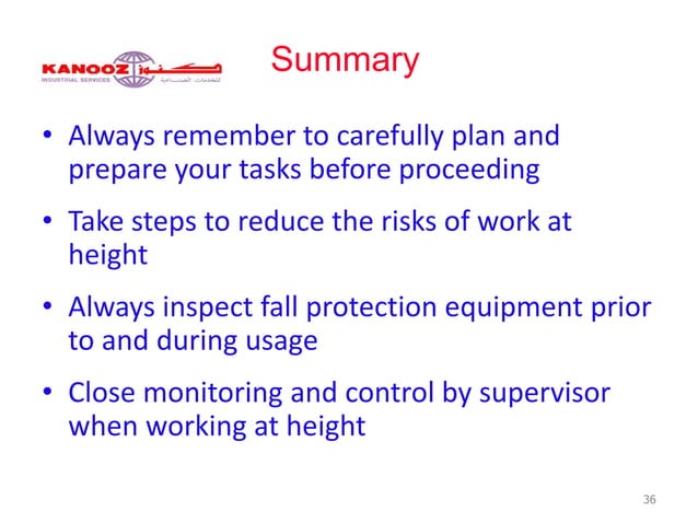 Working at height Fall Protection Presentation.ppt | First Aid | Injuries